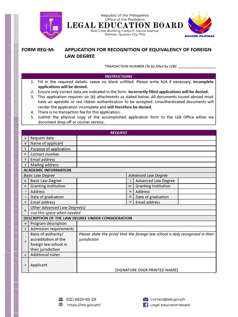 FORM M Application For Equivalency of Foreign Degree | PDF