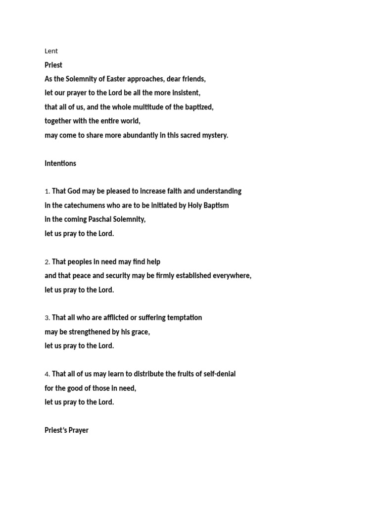Lent - PRAYERS OF THE FAITHFUL | PDF