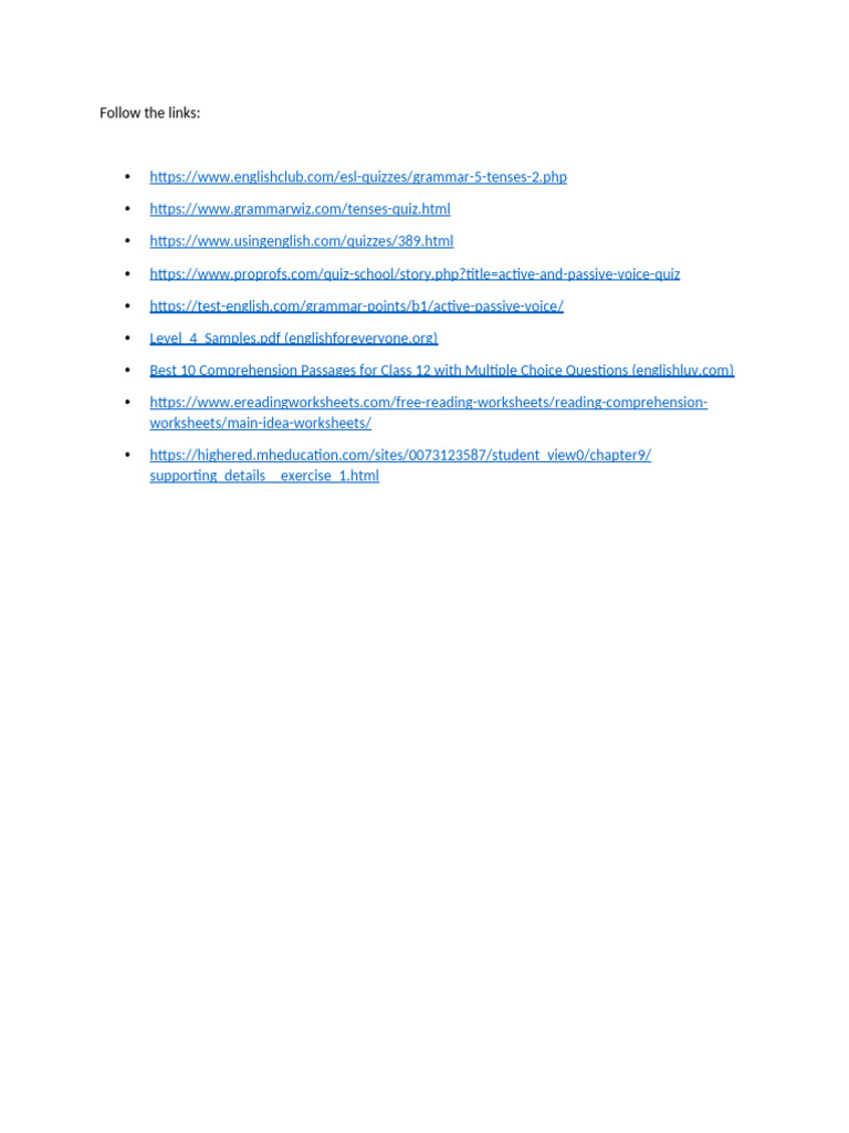 Links For Extra Practice 3 | PDF