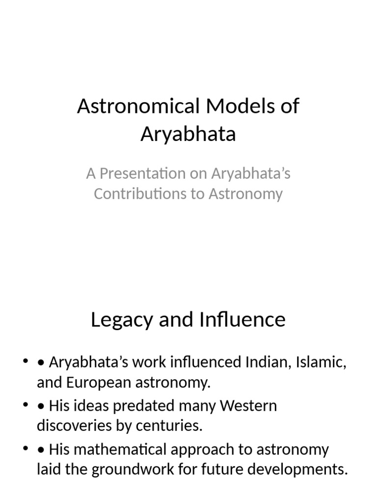 Aryabhata Astronomical Models | PDF