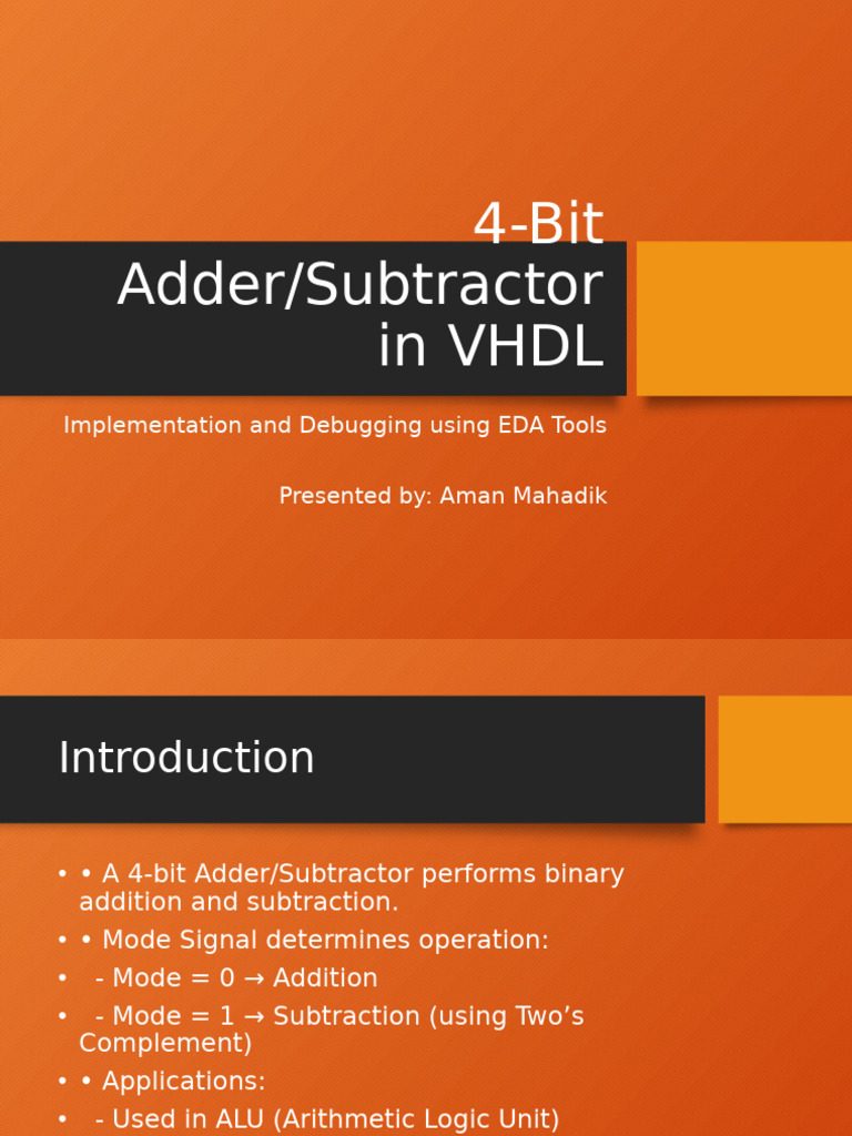 4-Bit Adder Subtractor VHDL (1) | PDF