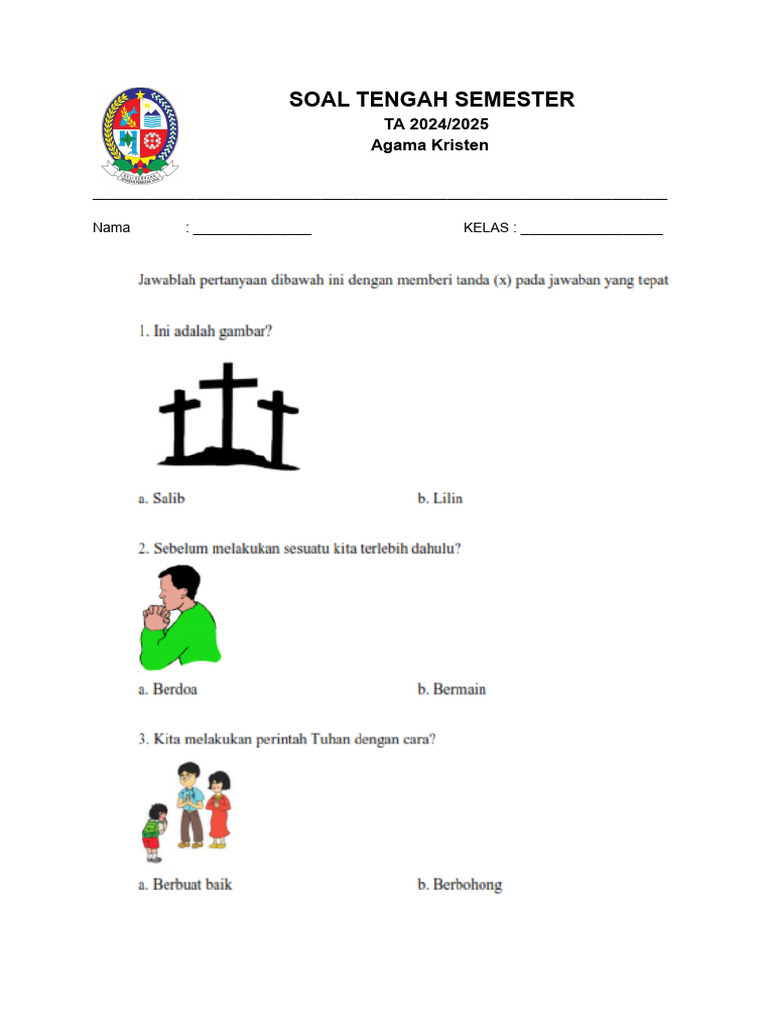 Agama Kristen Soal Tengah Semester | PDF