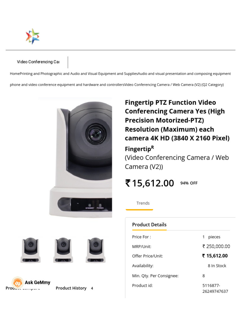 Fingertip PTZ Function Video Conferencing Camera Yes (High Precision ...