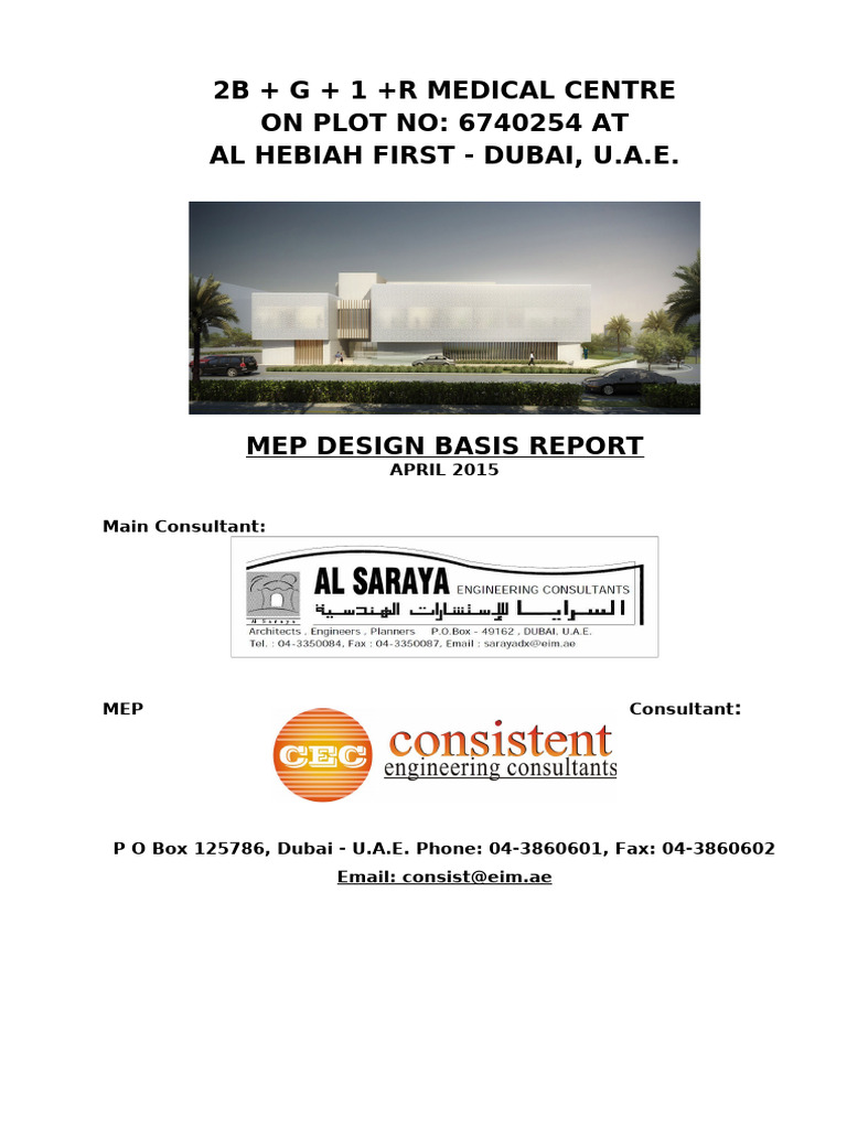 MEP Design Basis Report-R0 | PDF | Sanitary Sewer | Duct (Flow)