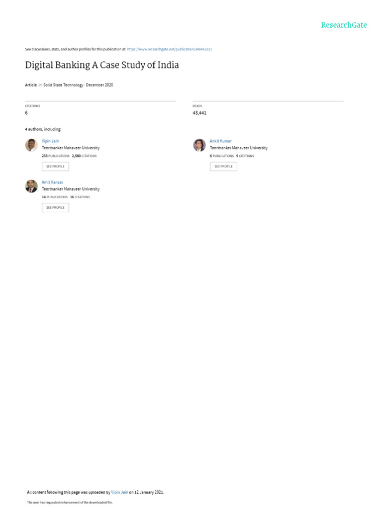 Digital Banking A Case Study of India | PDF | Cash | Banks