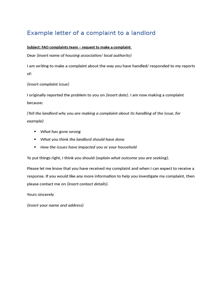 Make A Complaint Request | PDF
