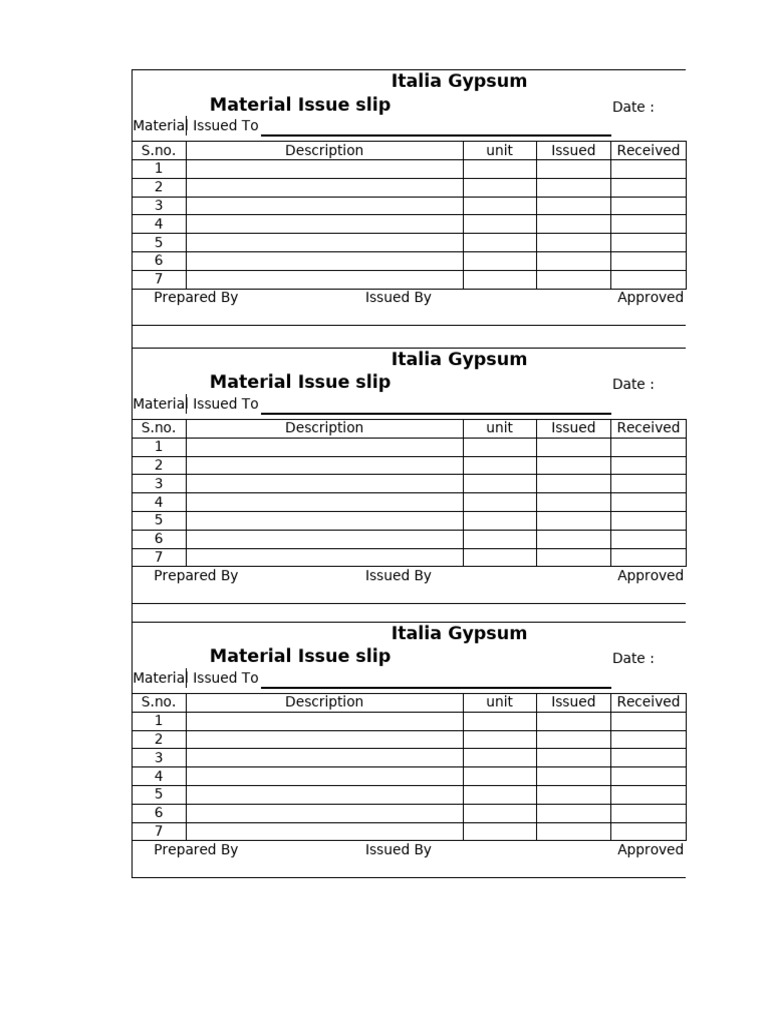Material Issue Slip | PDF