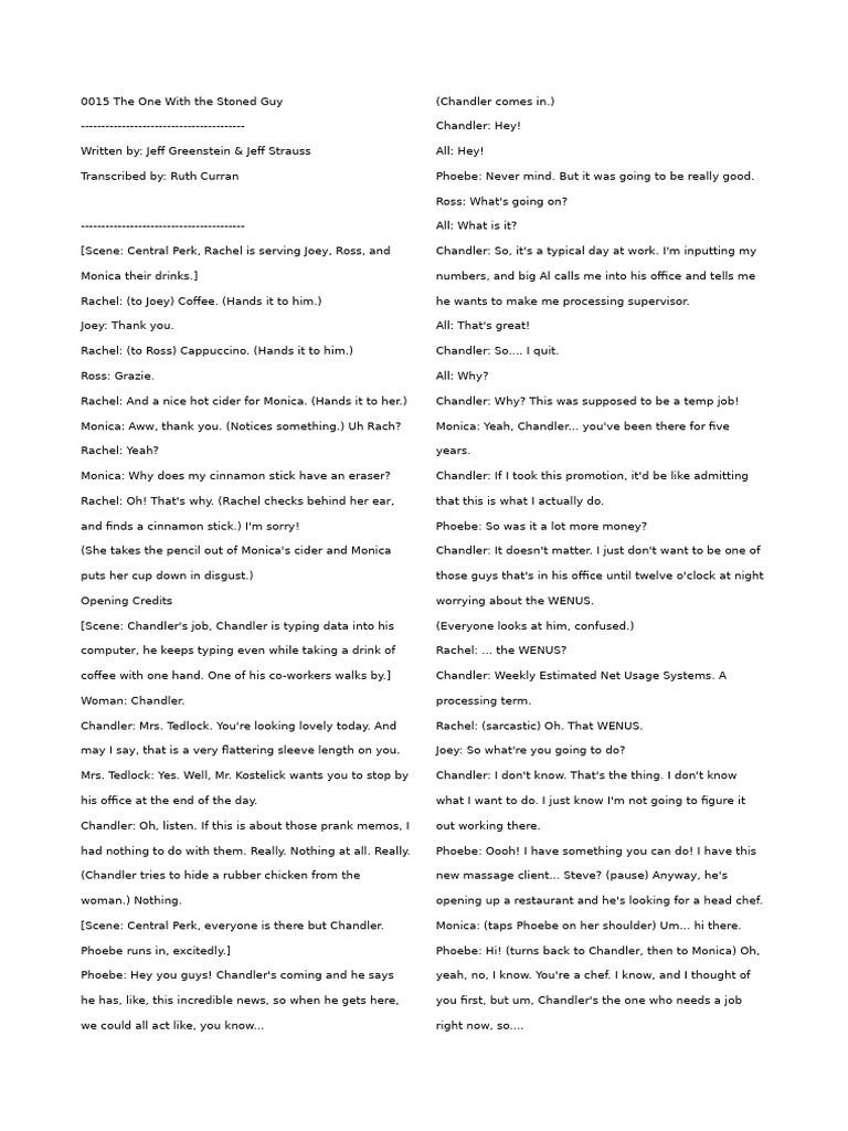 0015 The One With The Stoned Guy | PDF | Friends