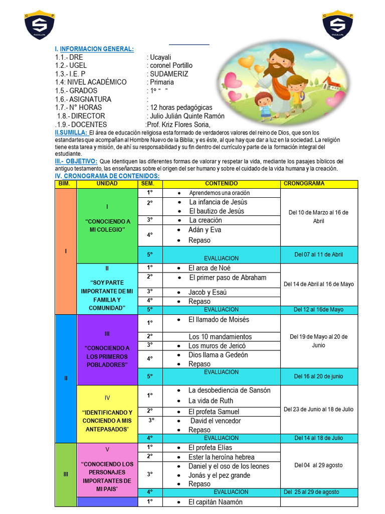 Syllabus Educ. Reli 1 A | PDF | Contenido bíblico