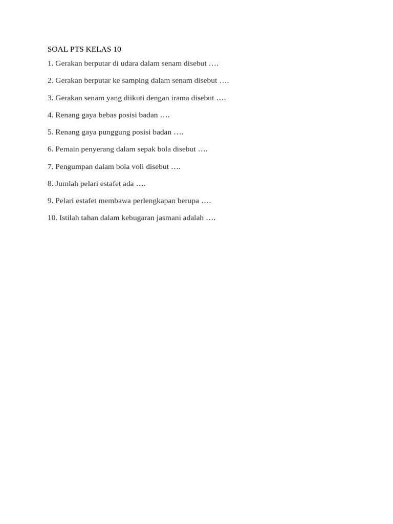 Soal PTS Kelas 10,11&12 Semester 2 2024-2025 | PDF