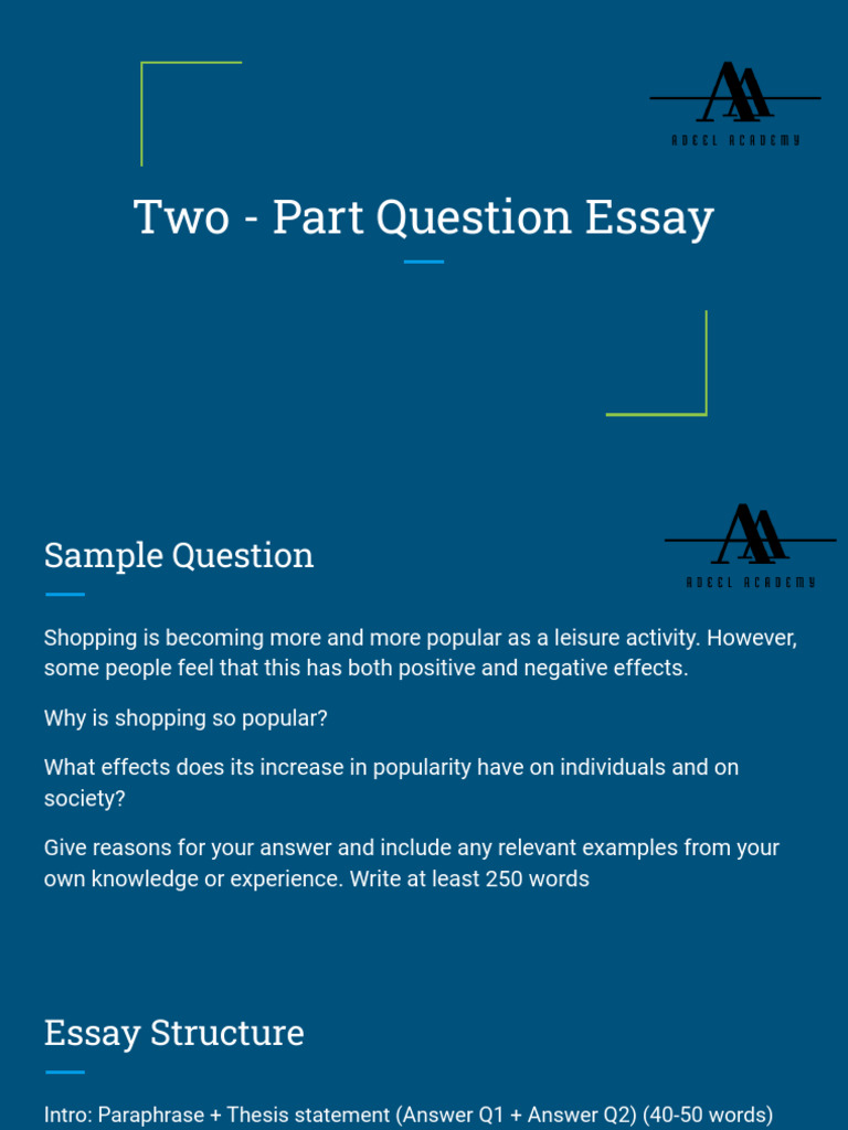 Two - Part Question Essay | PDF | Experience | Consumerism