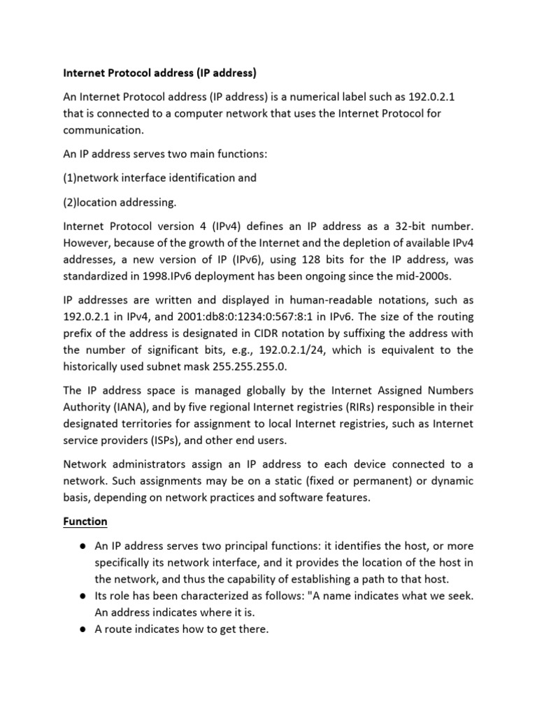 IP address allocation | PDF | Ip Address | I Pv6