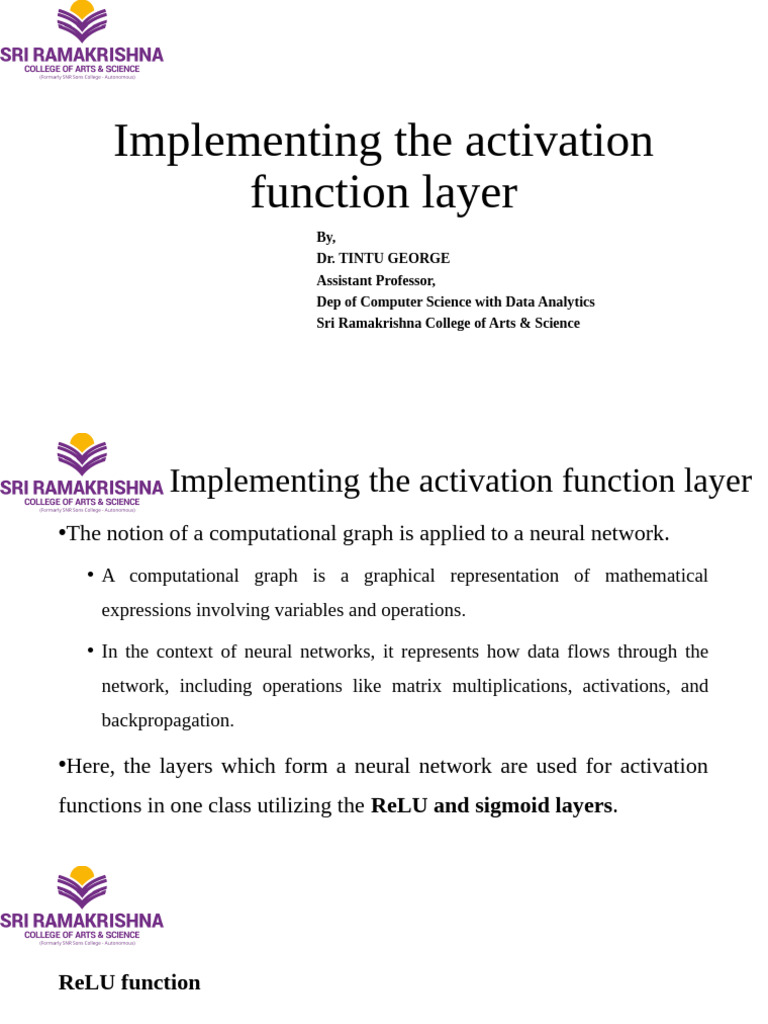 Implementation of Activation Layer | PDF | Function (Mathematics) | Multiplication