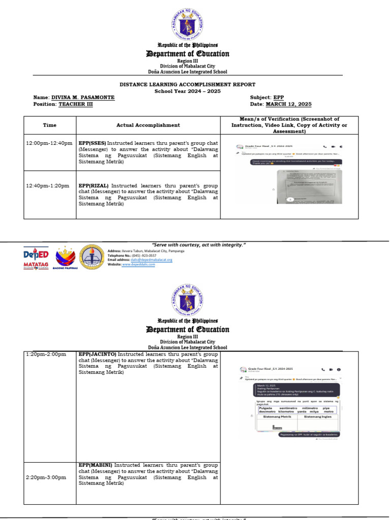 03 12 2025 - Grade4 - DLAR Pasamonte, DivinaM. | PDF | Philippines