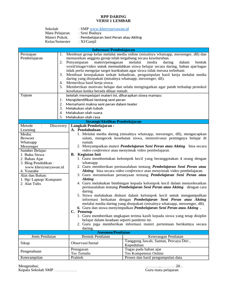 3 RPP DARING SBD KLS 11 SEM. 1- Www.kherysuryawan.id | PDF
