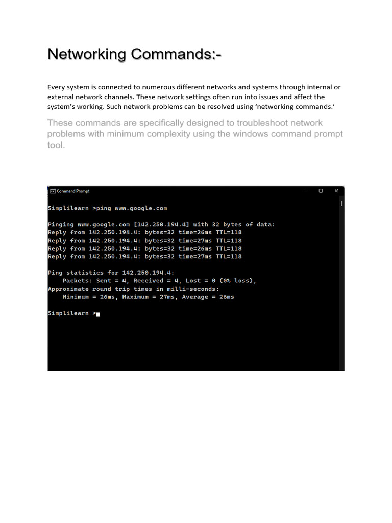 Networking Commands | PDF | Computer Network | Ip Address