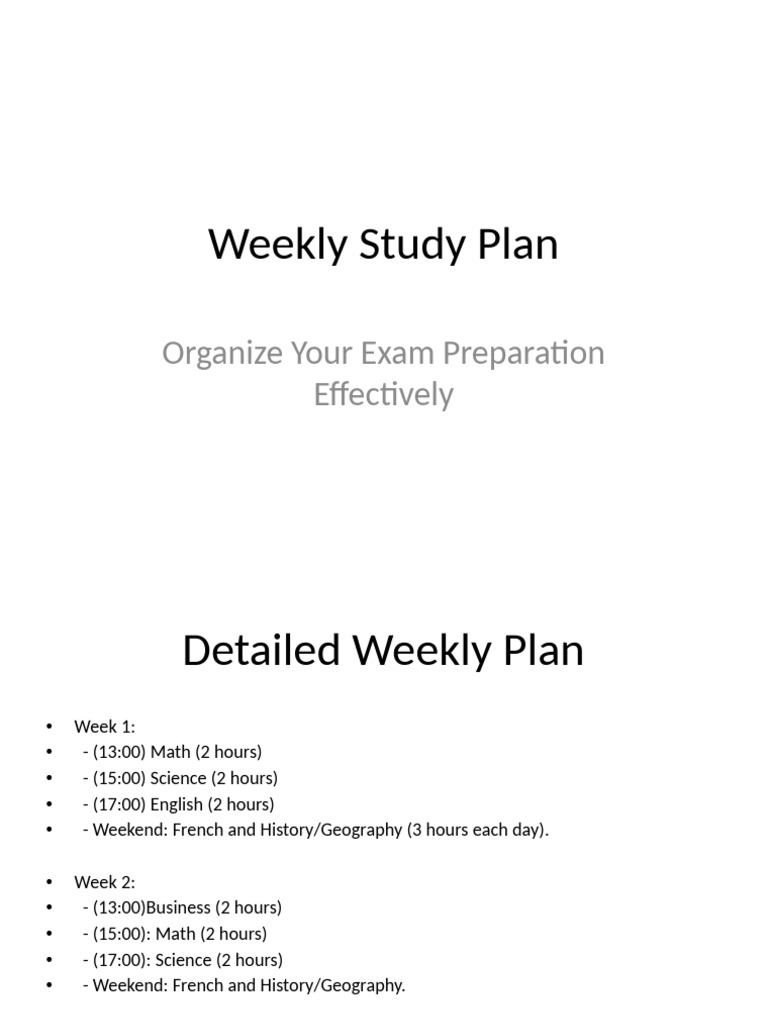 Weekly Study Plan Presentation | PDF