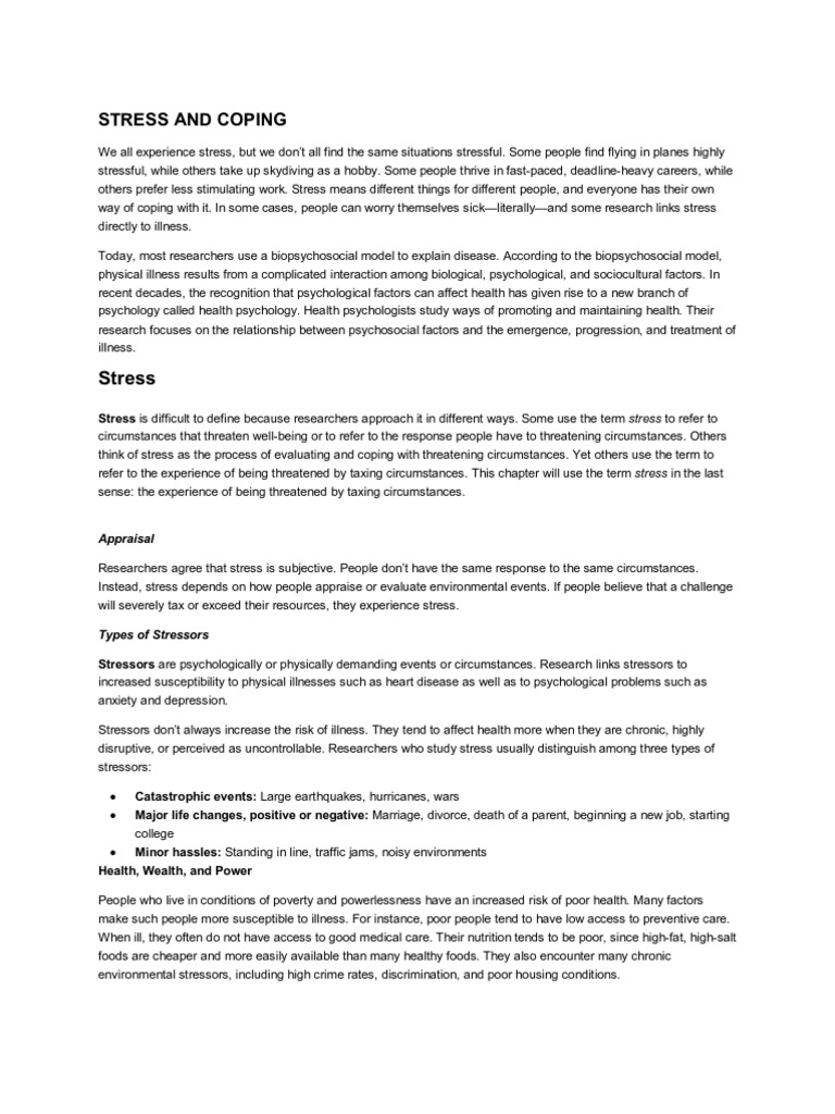 Stress and Coping | PDF | Coping (Psychology) | Stress (Biology)