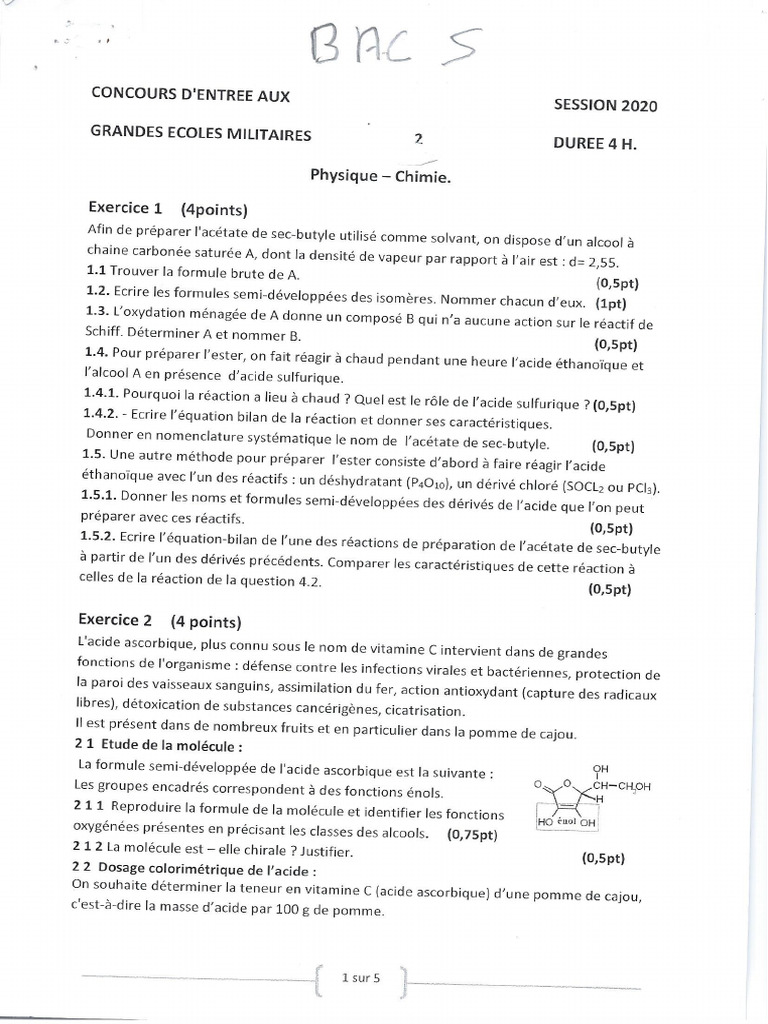 Epreuves Cugem Niveau Bac 2020 | PDF