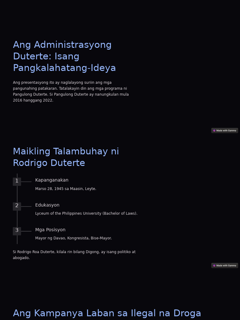 Ang Administrasyong Duterte Isang Pangkalahatang Ideya | PDF