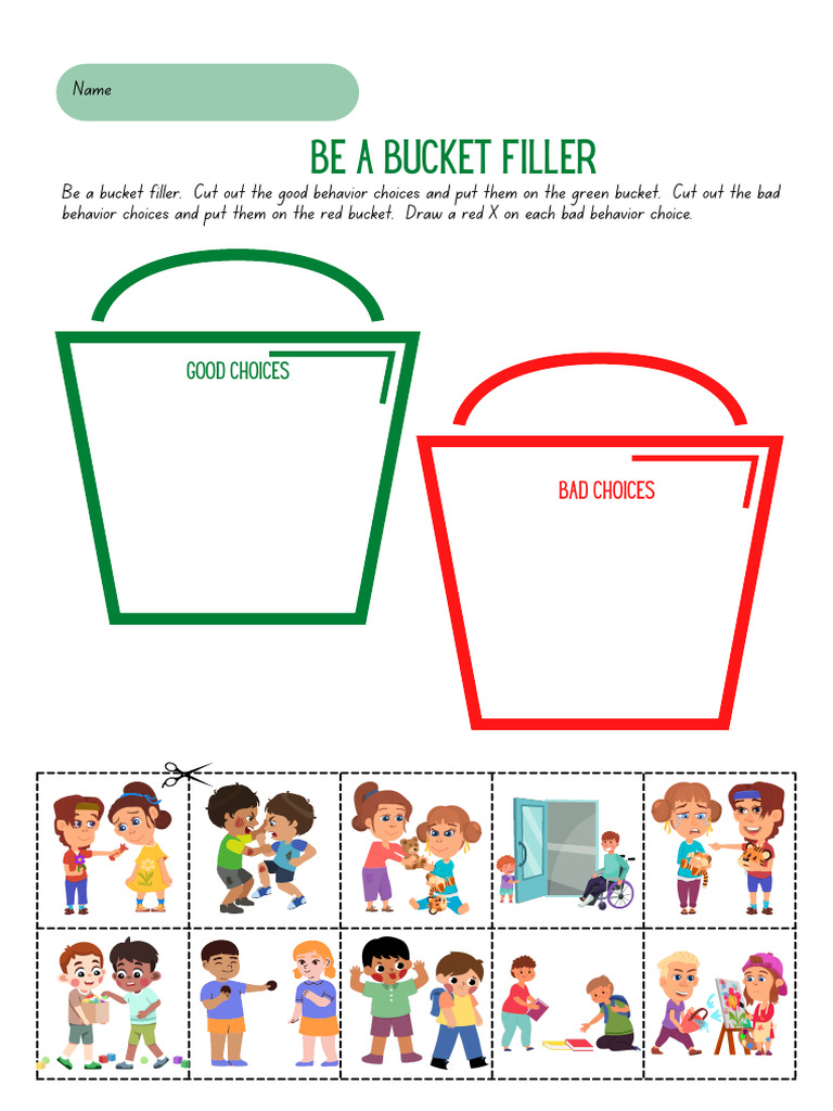 Good Behavior Vs Bad Behavior Worksheet in Red and Green Illustrated ...