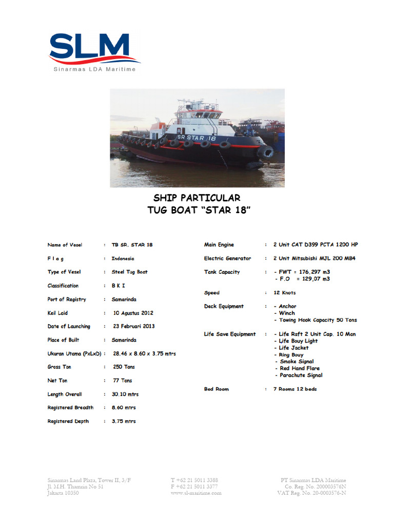Ship Particular TB STAR 18 | PDF