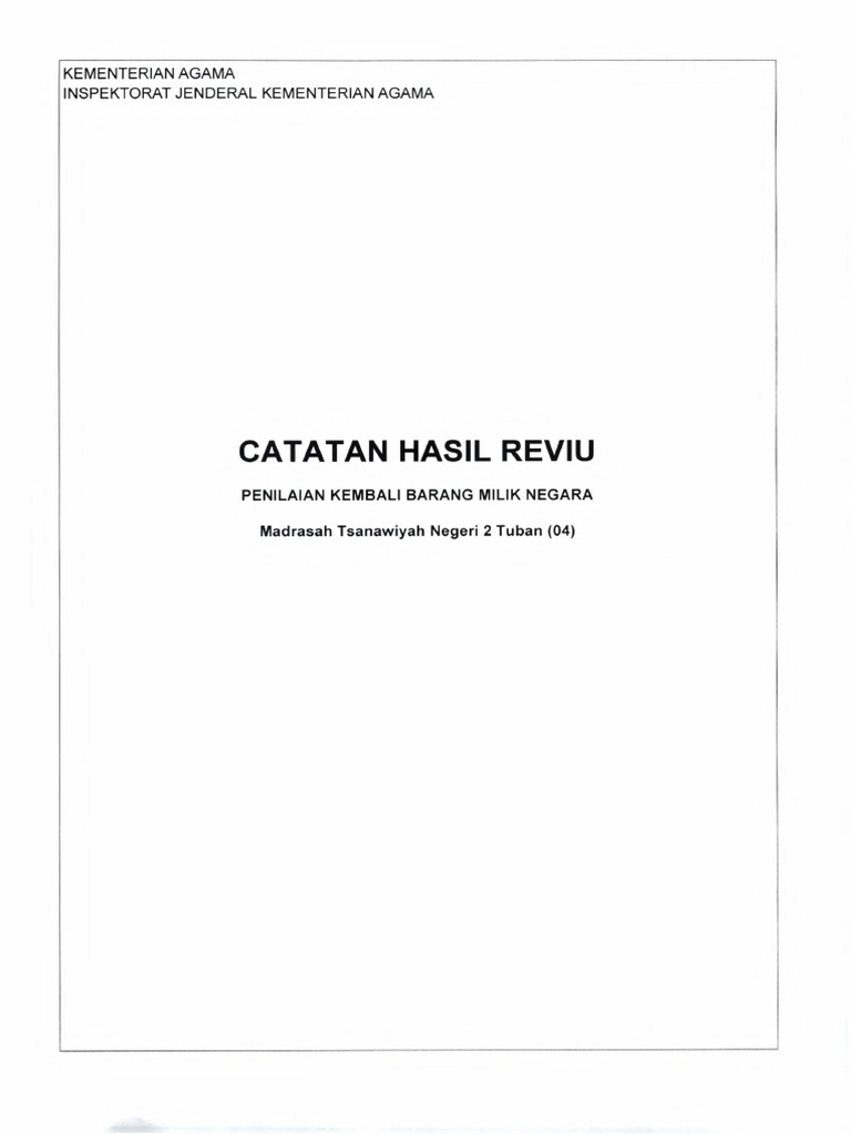 Reviu Penilaian Kembali BMN MTs Tuban | PDF