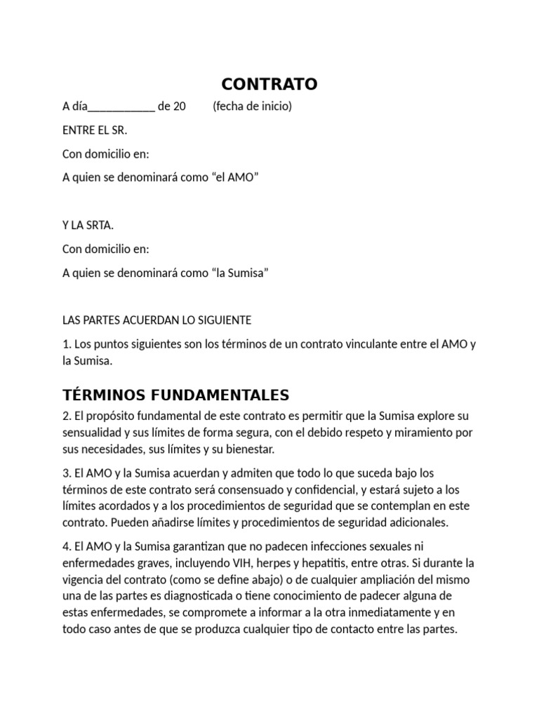 Contrato de Sumisión Sexual | PDF | Sexología | La sexualidad humana