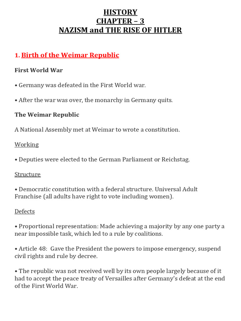 Versailles Treaty and Hitler's Rise | PDF | Nazi Germany | Weimar Republic