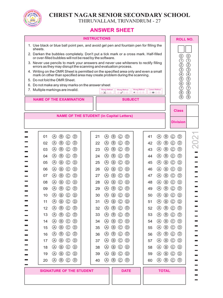 OMR Sheet.cdr 1 | PDF | Office Equipment | Optical Character Recognition