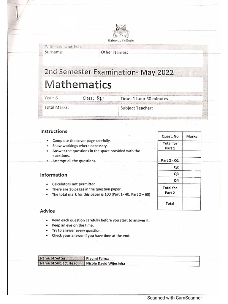 g8 2nd Semester Edited | PDF