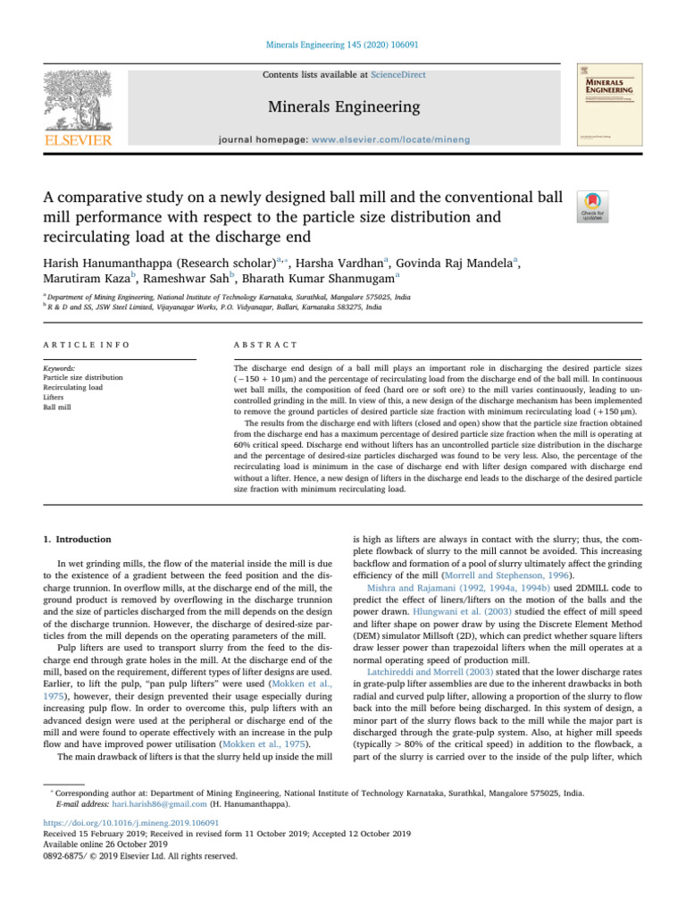 Acomparative Study on a Newly Designed Ball Mill and the Conventional ...