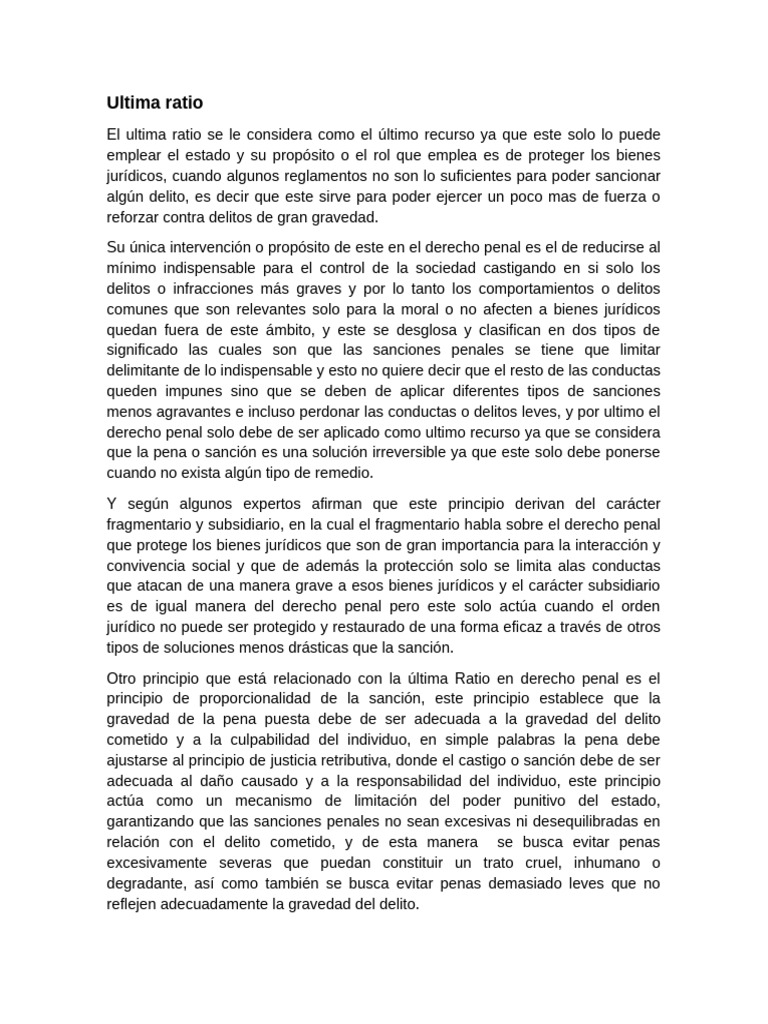 Última Ratio en Derecho Penal | PDF | Castigos | Derecho penal