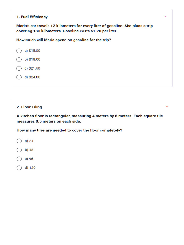 Math Pretest 4 | PDF