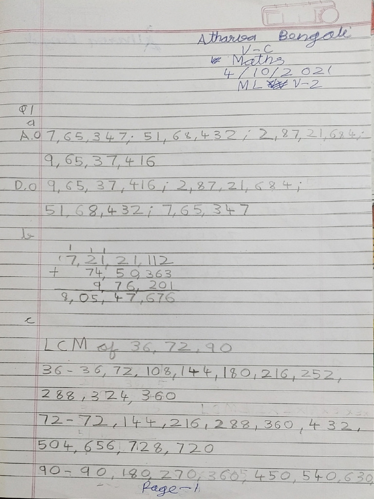 Atharva-Bengali Class-V-C Maths MLV2 2021 | PDF