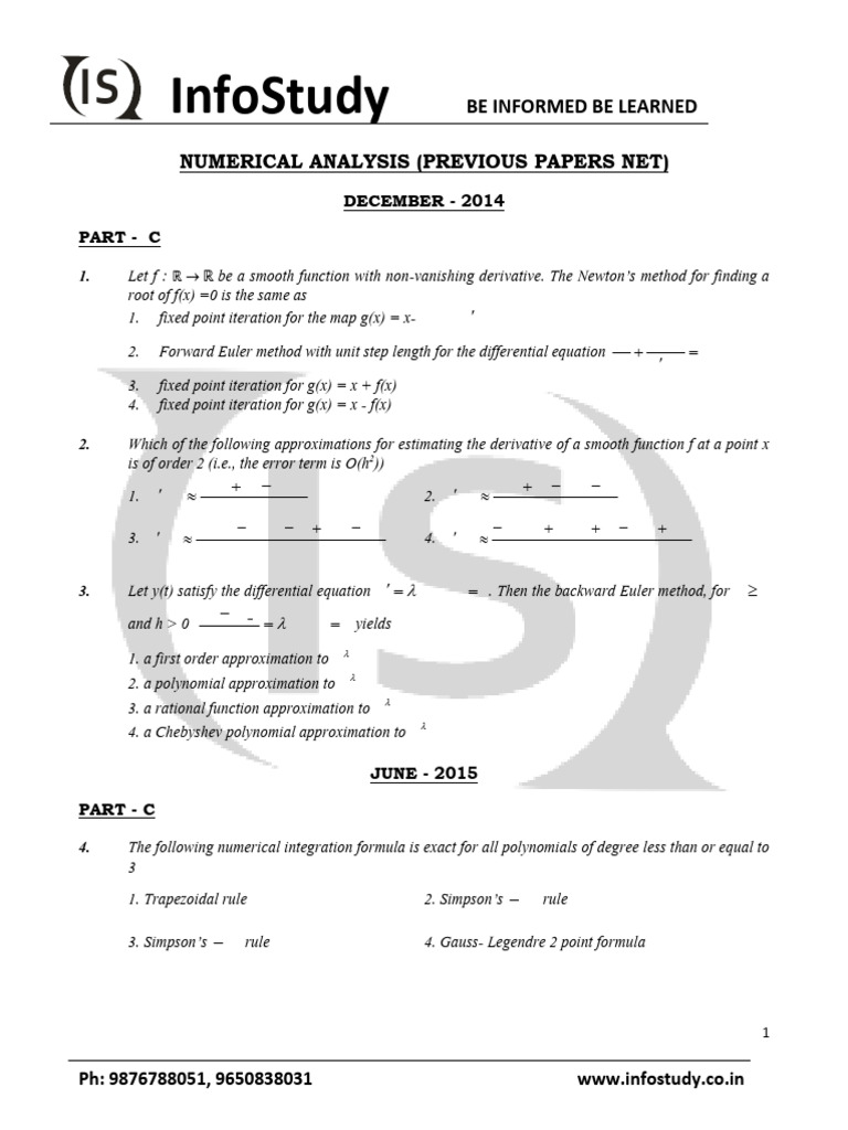 Numerical Analysis PYPs December 2014 To December 2023 With Ans | PDF ...