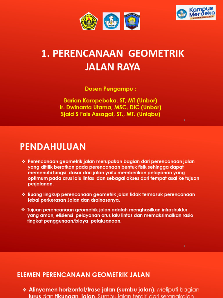 Pengertian Geometrik Jalan Raya PDK | PDF