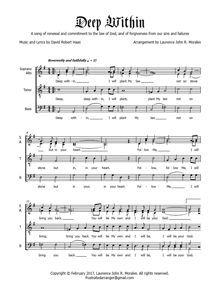 Deep Within SATB - D Haas, Arr L Morales | PDF