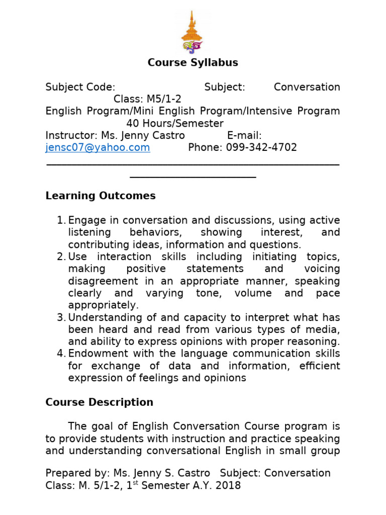 Course Syllabus Conver M5 | PDF | Learning | English Language