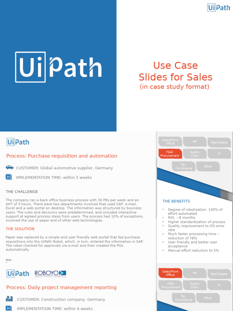 UiPath Use Case Slides | PDF | Automation | Microsoft Excel