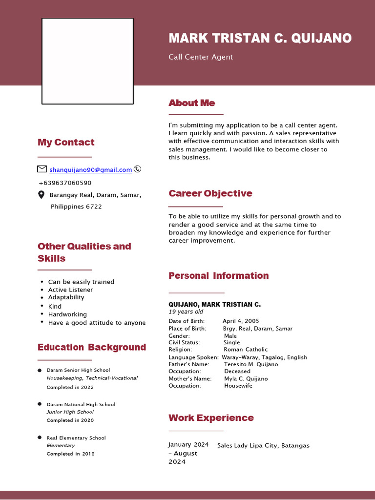 Pink Simple Profile Resume | PDF | Human Communication