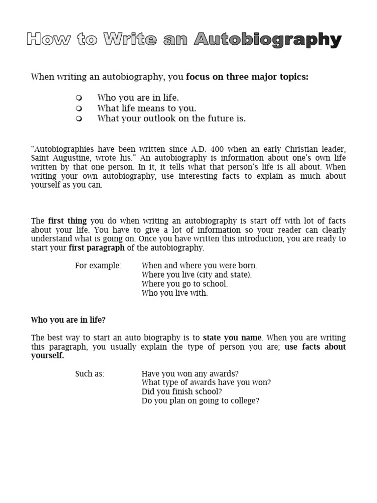 How To Write An Autobiography | PDF