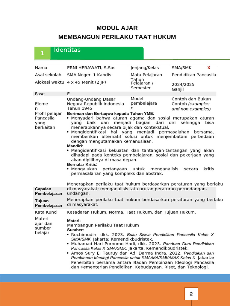 Modul Membangun Perilaku Taat Hukum | PDF