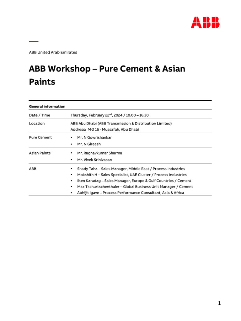 ABB Workshop Agenda | PDF