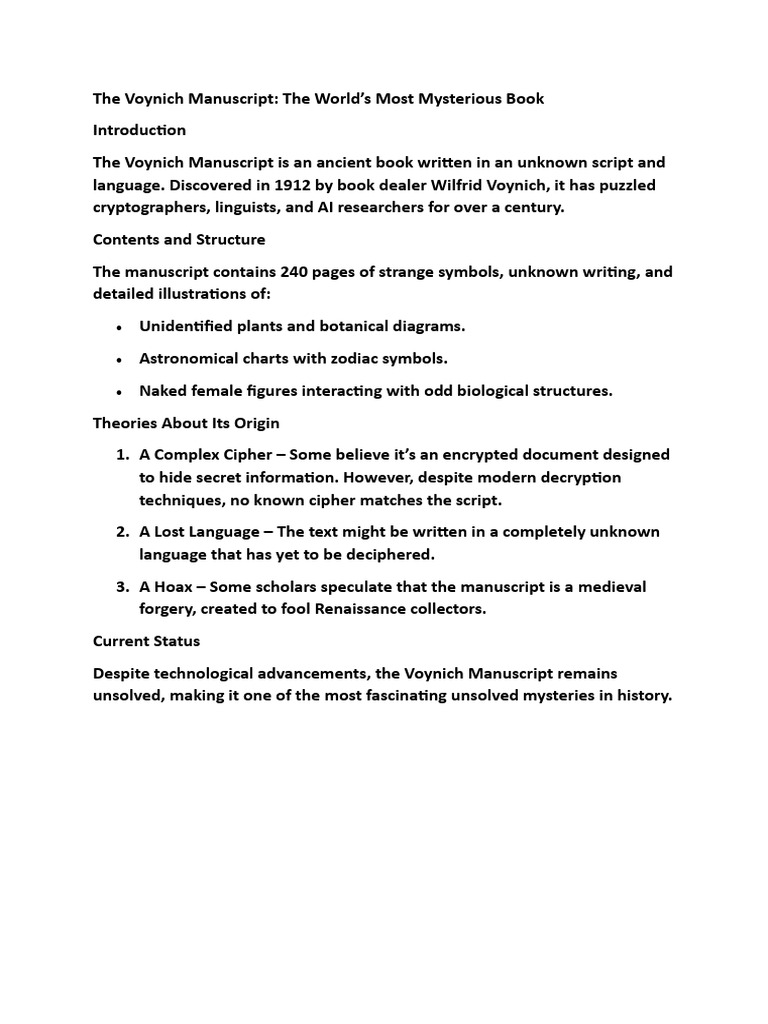 3 The Voynich Manuscript | PDF