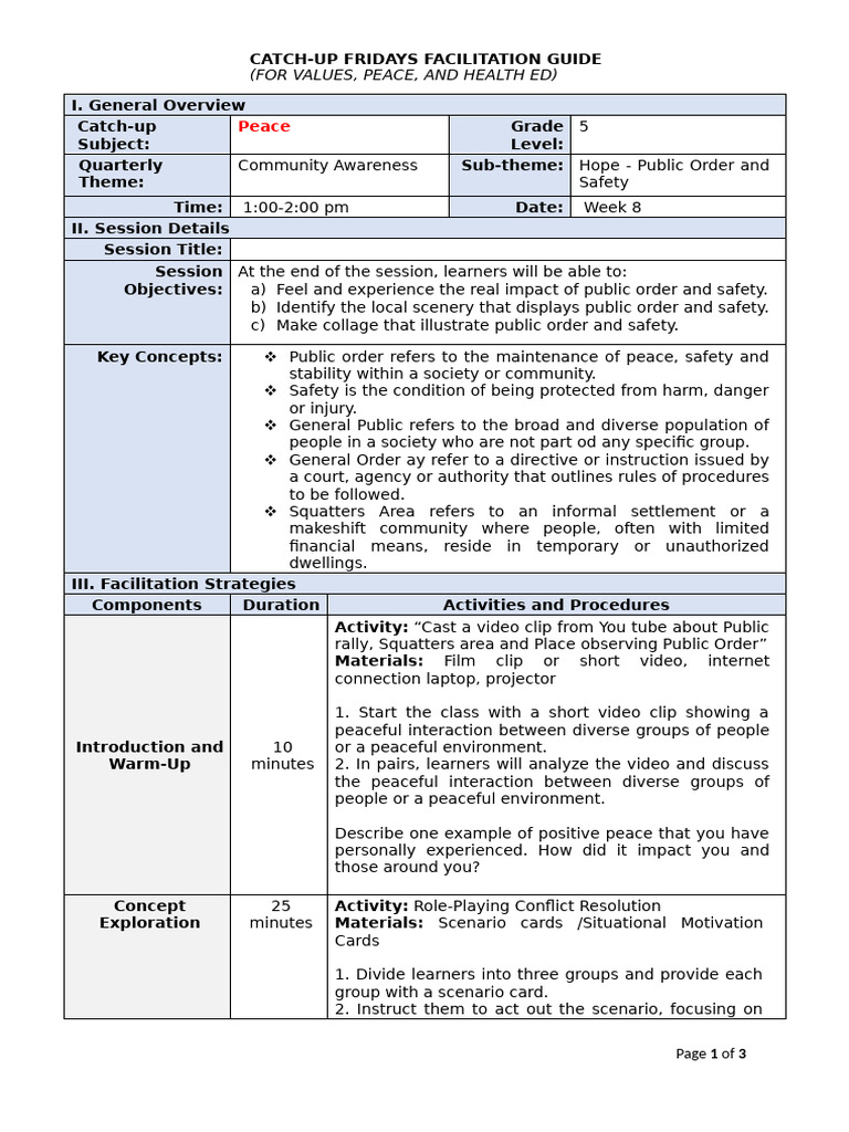 Peace-Educ-Q3-WEEK-8-Public-Order-and-Safety | PDF | Creativity | Cognition