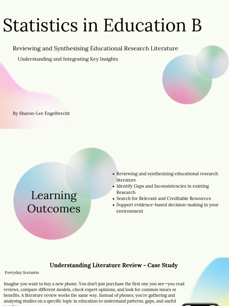 Statistics in Education B - Review and Synthesising Literature Review ...