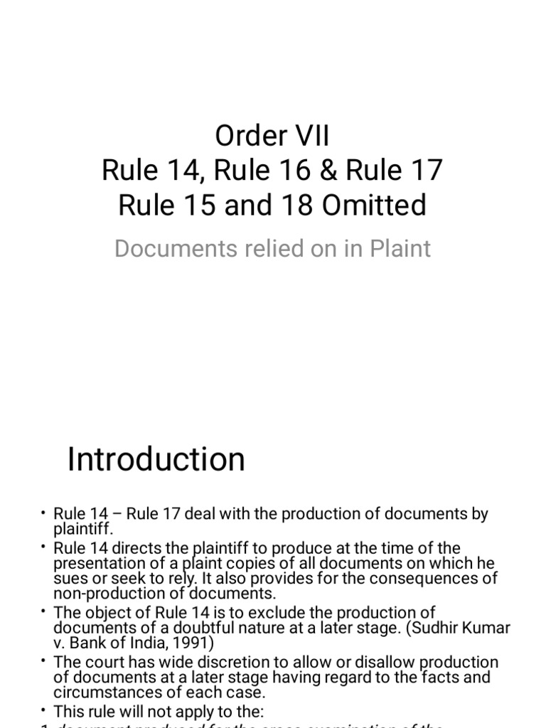Order VII Rule 14-17 | PDF | Legal Procedure | Judiciaries