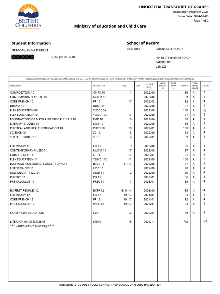 Transcript-ex25-as2-2023-BC - 1707030727169 (Dragged) | PDF