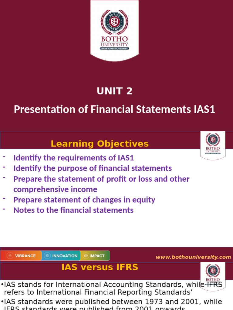 Unit 2 Presentation of Financial Statements IAS1 | PDF | Equity (Finance) | International ...